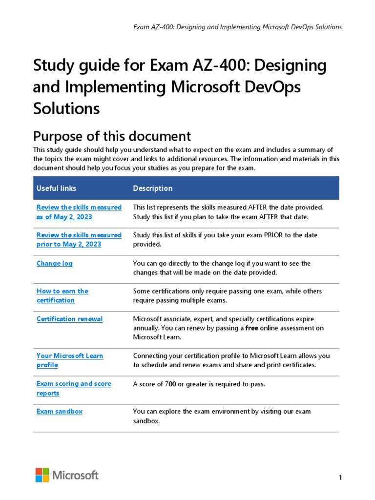 DevOps Exam AZ-400 Study Guide | PDF | Microsoft Azure | Version Control