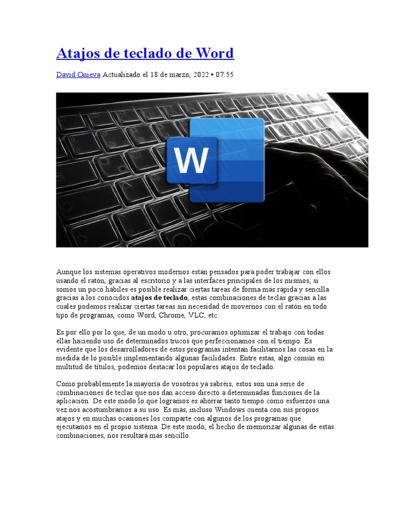 Atajos de Teclado de Word | PDF | Software de la aplicacion | Microsoft ...