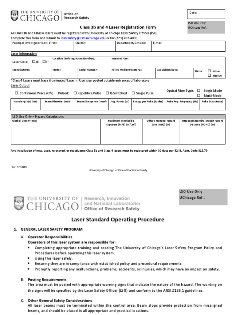 Laser Registration Form - 121619 | PDF | Laser | Electromagnetism