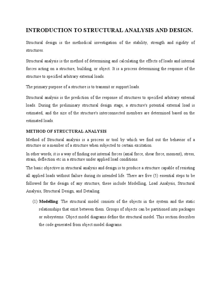 Introduction To Structural Analysis and Design | PDF | Structural Analysis | Structural Load