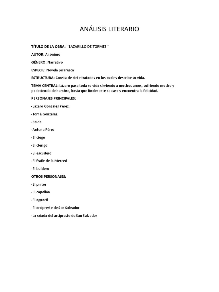 ANÁLISIS LITERARIO | PDF