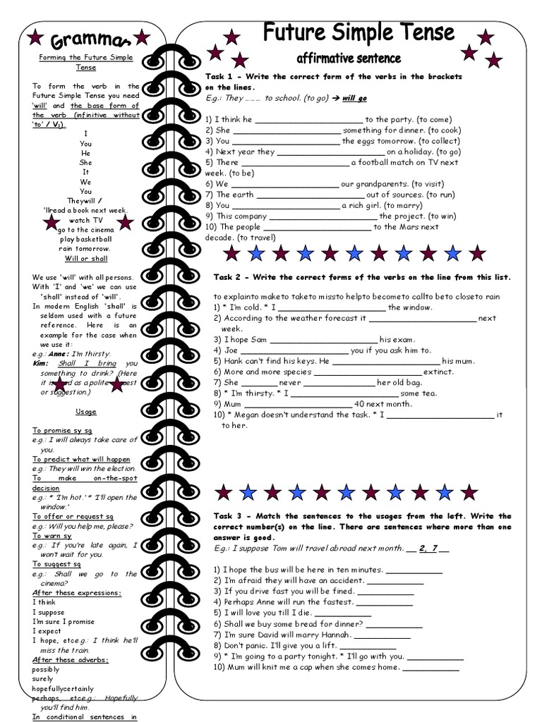 Future Simple Tense - Affirmative | PDF | Grammatical Tense | Verb