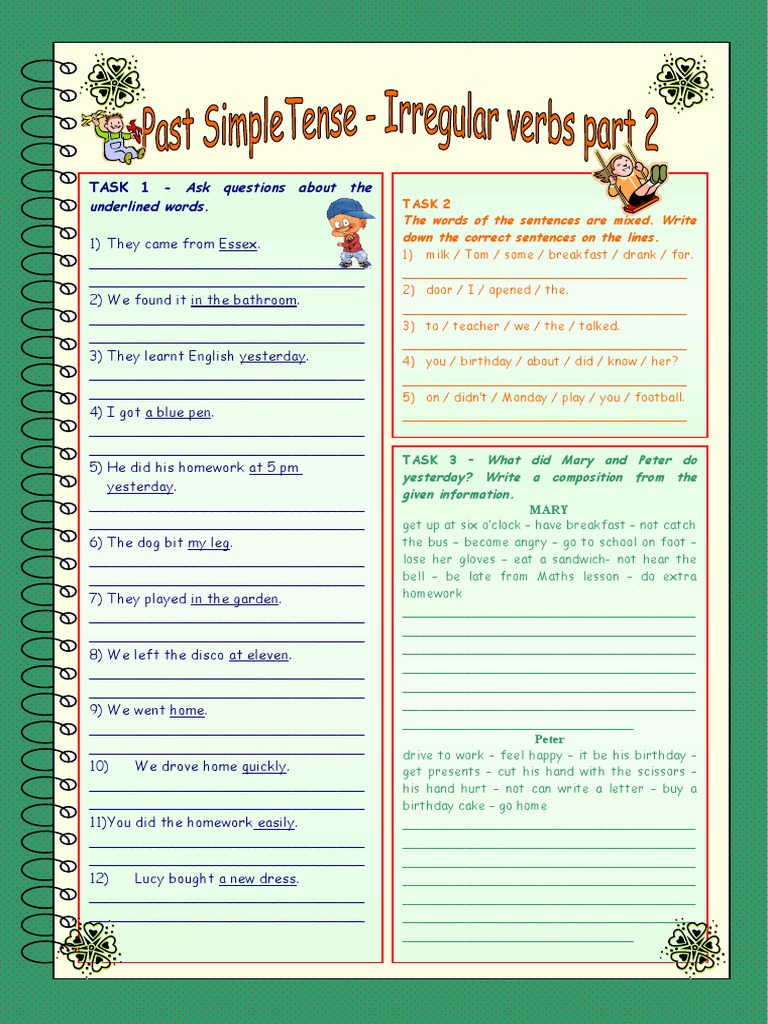 Past Simple Tense - Irregular Verbs Part 2 | PDF | Language Mechanics | Syntax
