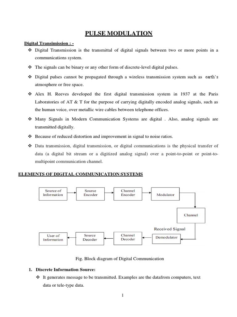 1-Pulse Modulation | PDF | Modulation | Digital Signal