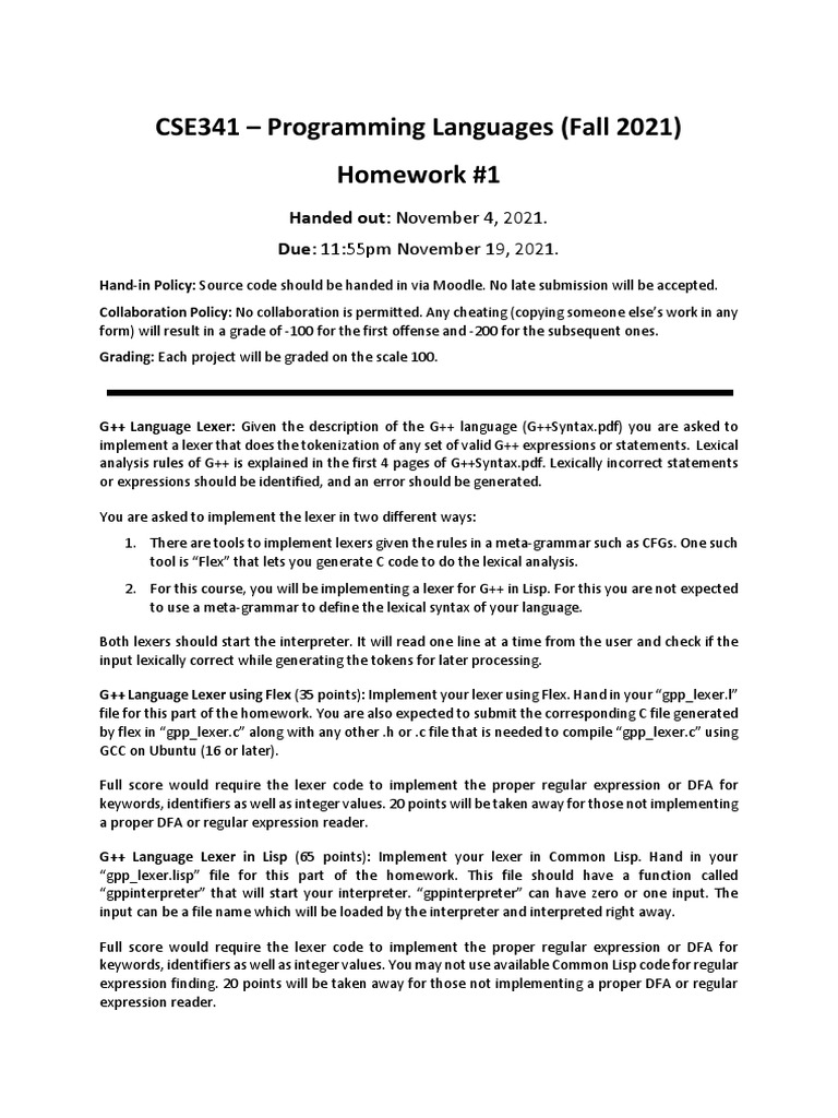 Assignment Programming Language Cse 341 Pdf Information Technology Software Development