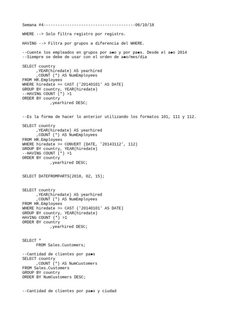 Uso de GROUP BY en SQL | PDF | Finance & Money Management