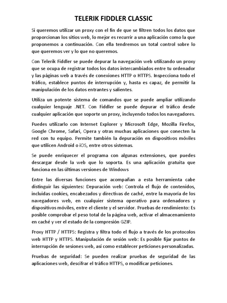 Telerik Fiddler Classic | PDF | Servidor proxy | Red mundial