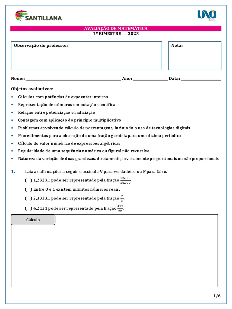Matematica - 8º Ano | PDF | Cálculo | Matemática