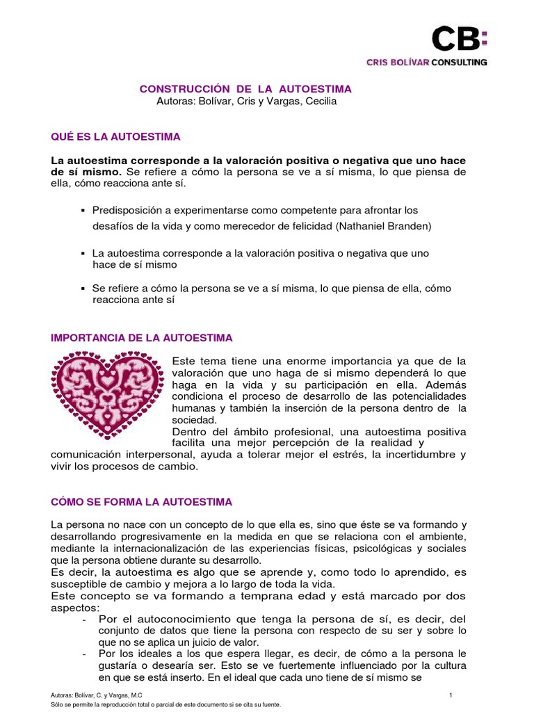 Construyendo La Autoestima | PDF | Autoestima | Cognición