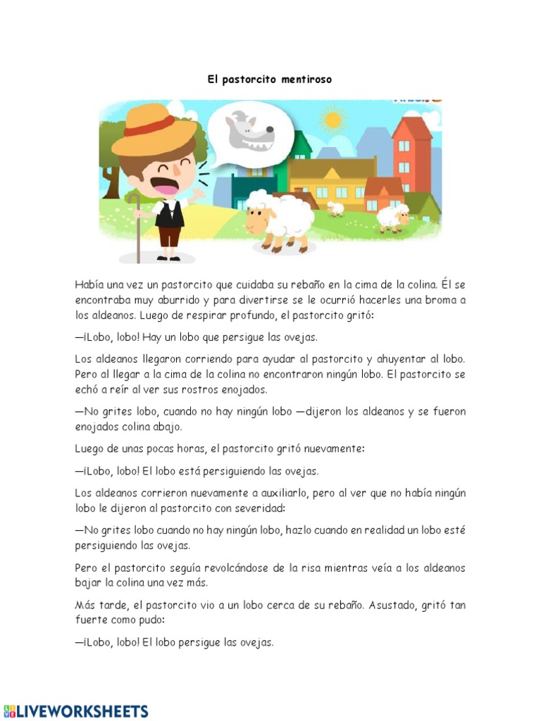 El Pastorcito Mentiroso: Fábula y Actividades | PDF