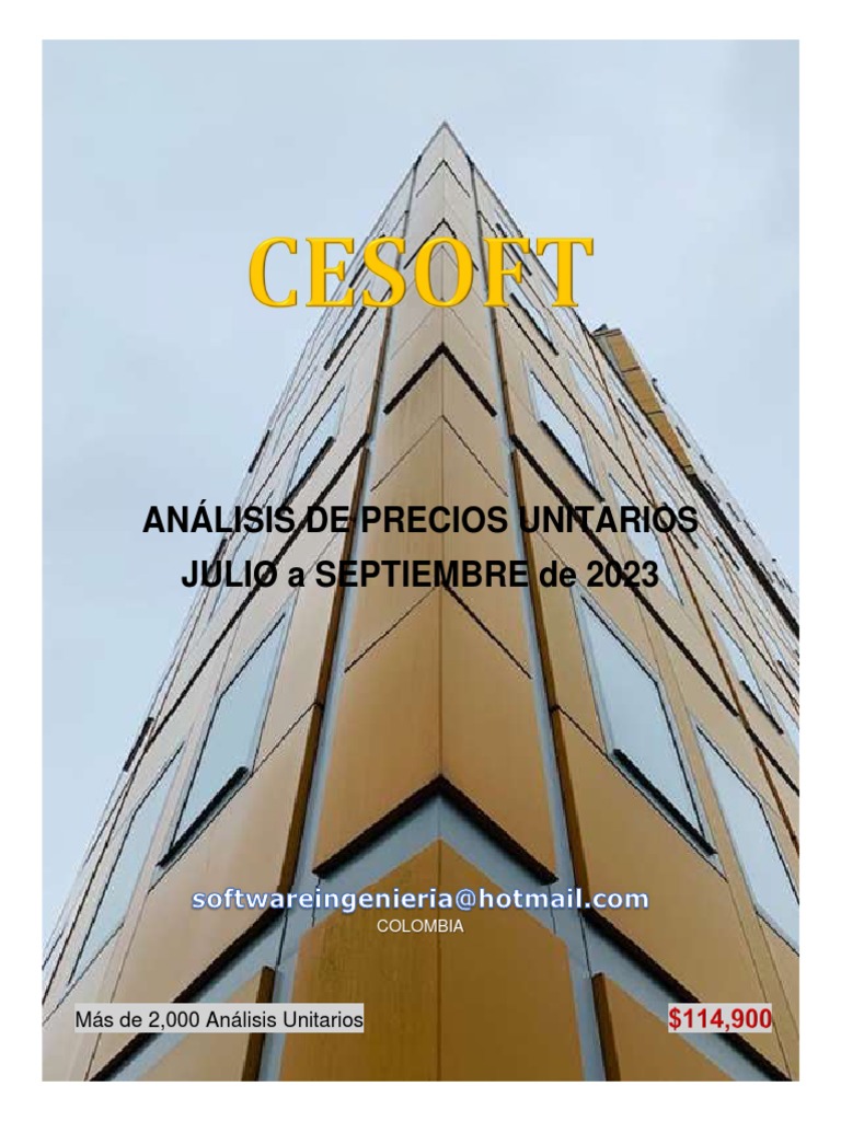 Análisis de Precios Unitarios Cesoft Jul-Sept 2023 | PDF