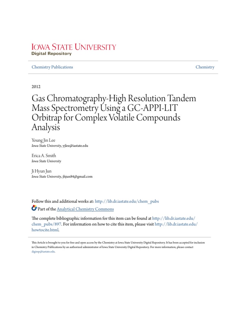 GC-HRMS/MS for Volatile Compound Analysis | PDF | Mass Spectrometry ...