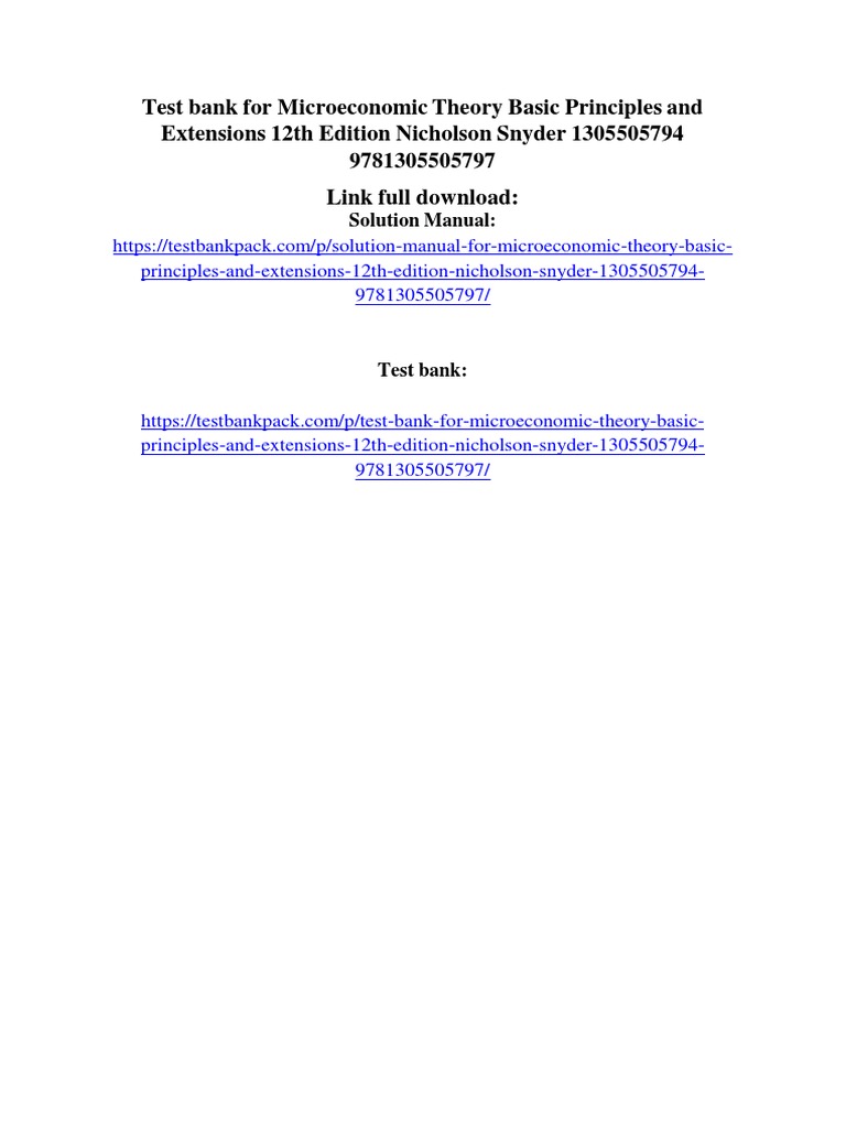 Microeconomic Theory Basic Principles and Extensions 12th Edition ...