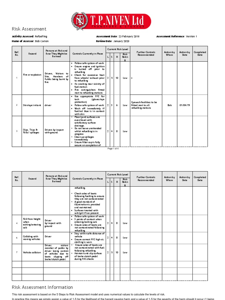 Refueling Risk Assessment | PDF
