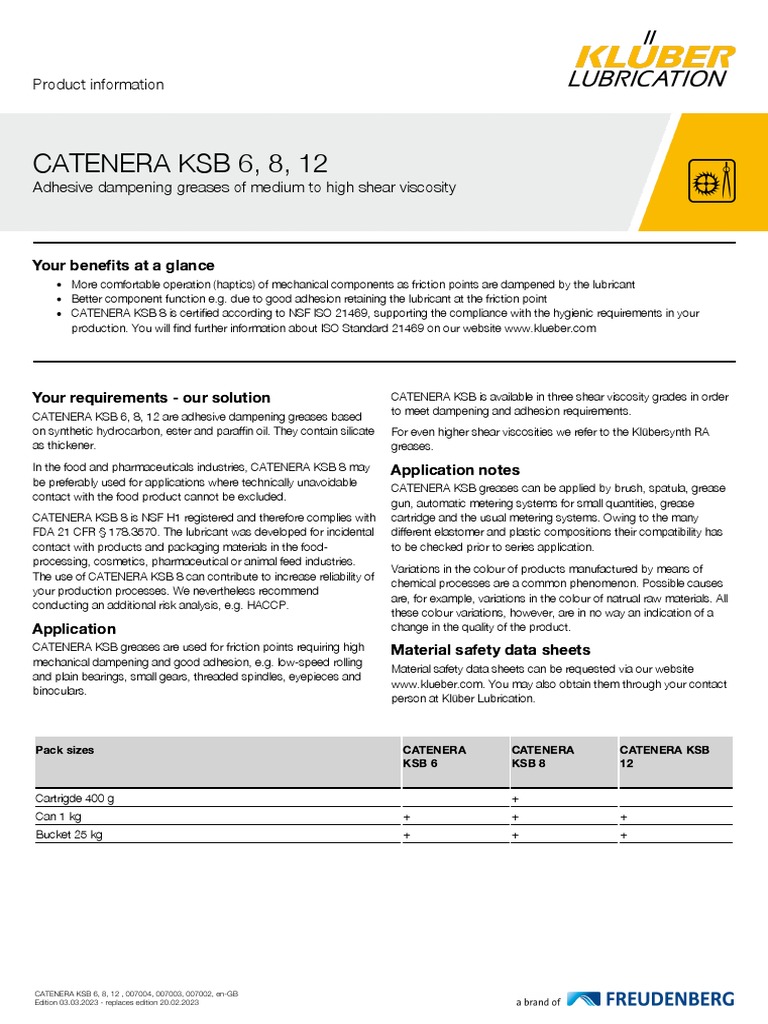 CATENERA KSB 6 8 12 007003 PI GB en | PDF | Oil | Lubricant