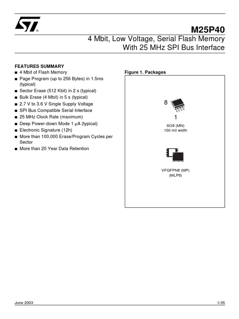 25P40VP STMicroelectronics | PDF | Input/Output | Flash Memory
