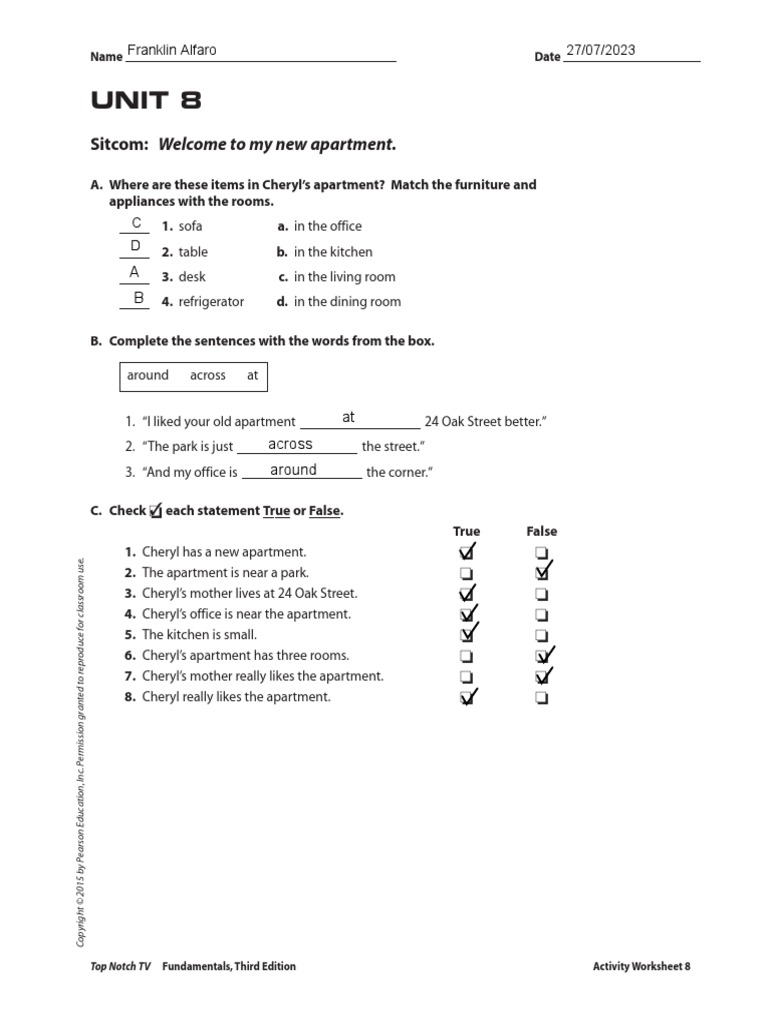Listening Comprehension Unit 8 | PDF | Kitchen | Home
