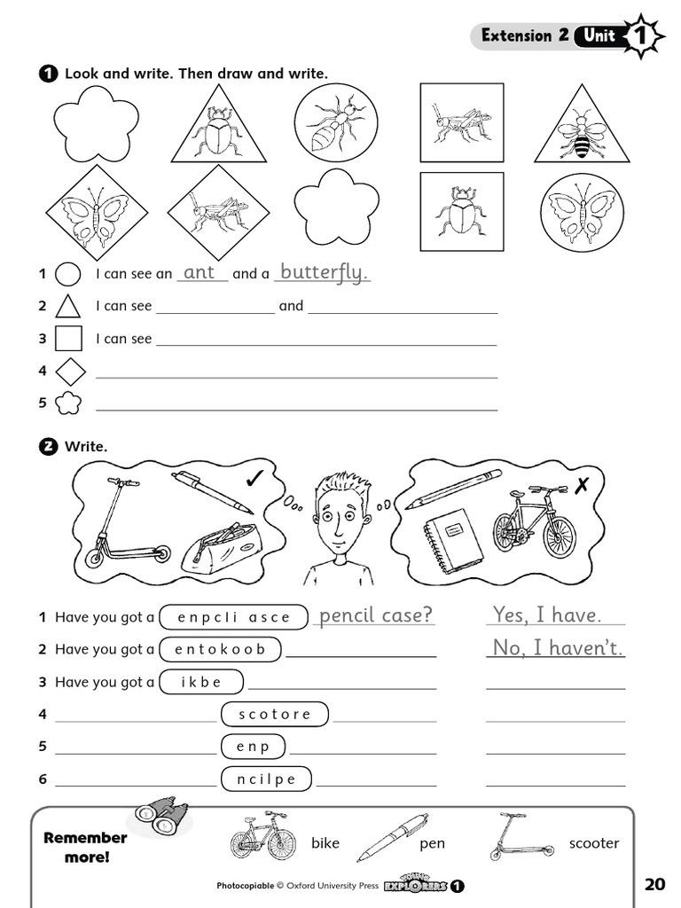 Young Explorers 1 - Unit 1 - Extension 2 (Unit 1) | PDF