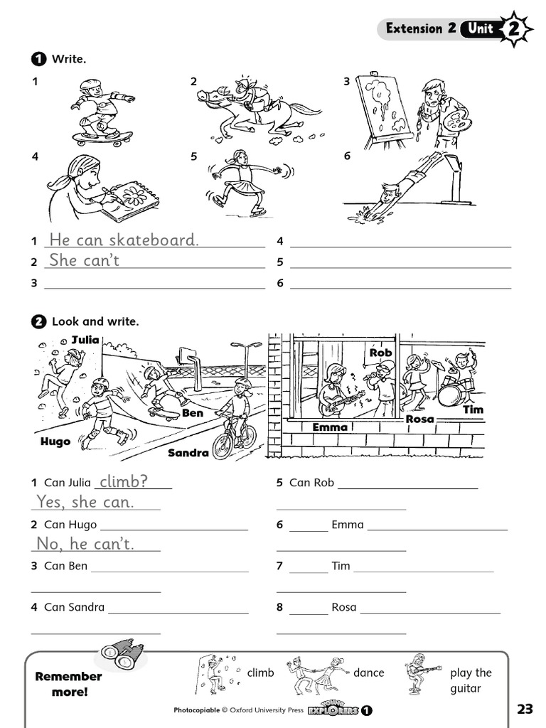 Young Explorers 1 - Unit 1 - Extension 2 (Unit 2) | PDF