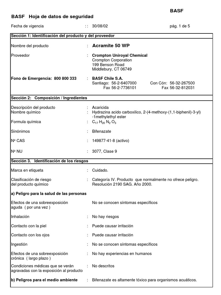 Acramite | PDF | Agua | Solubilidad