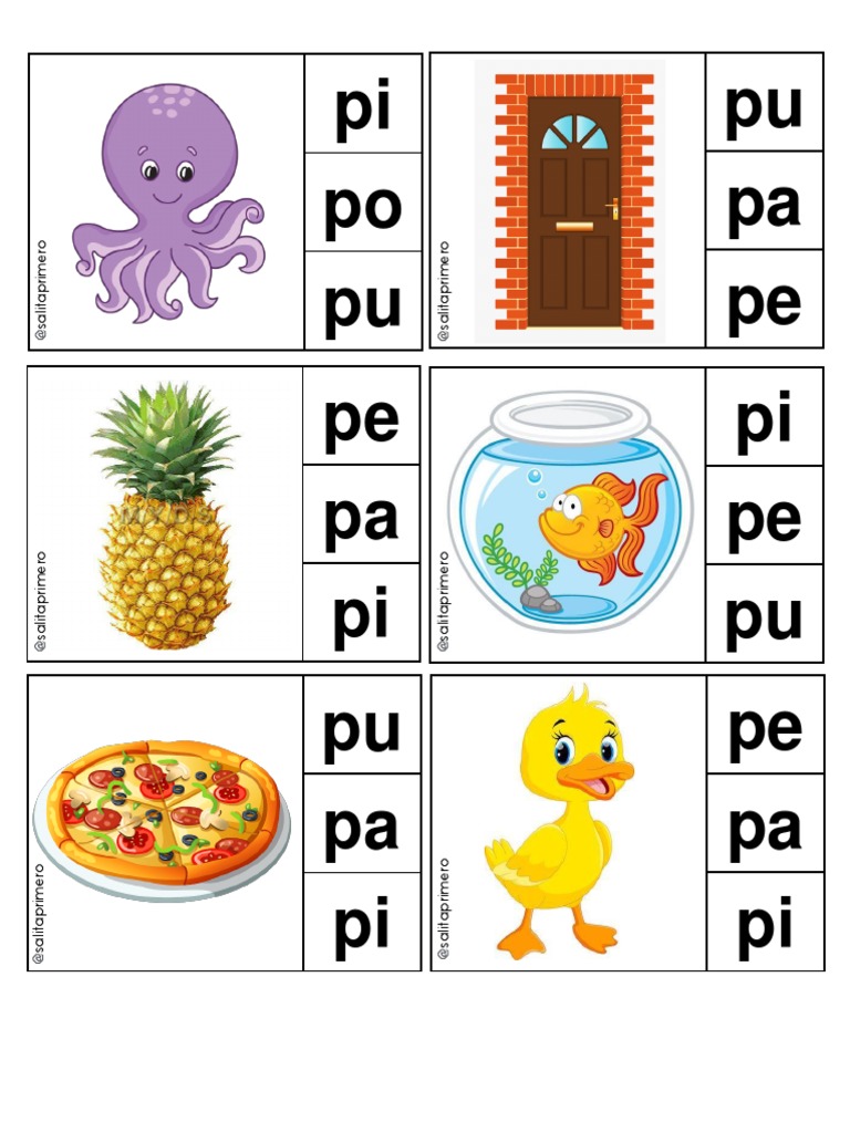 Fichas Sílabas Pa Pe Pi Po Pu | PDF