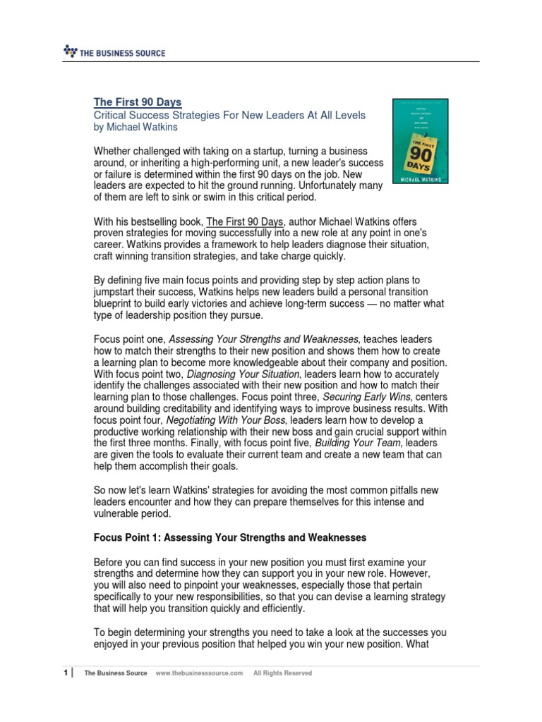 The First 90 Days Critical Success Strategies For New | PDF | Incentive ...