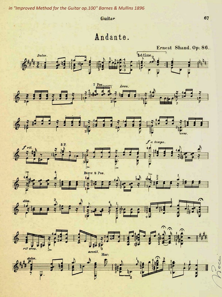Shand - Ernest - Op. 86 Andante Guitarra | PDF