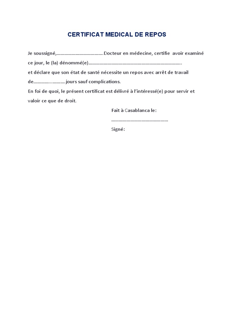 Certificat Medical de Repos | PDF