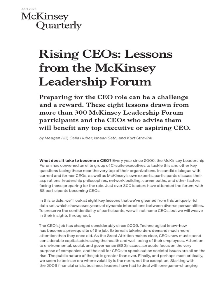 CEO Preparation: Insights from McKinsey | PDF | Leadership | Chief ...