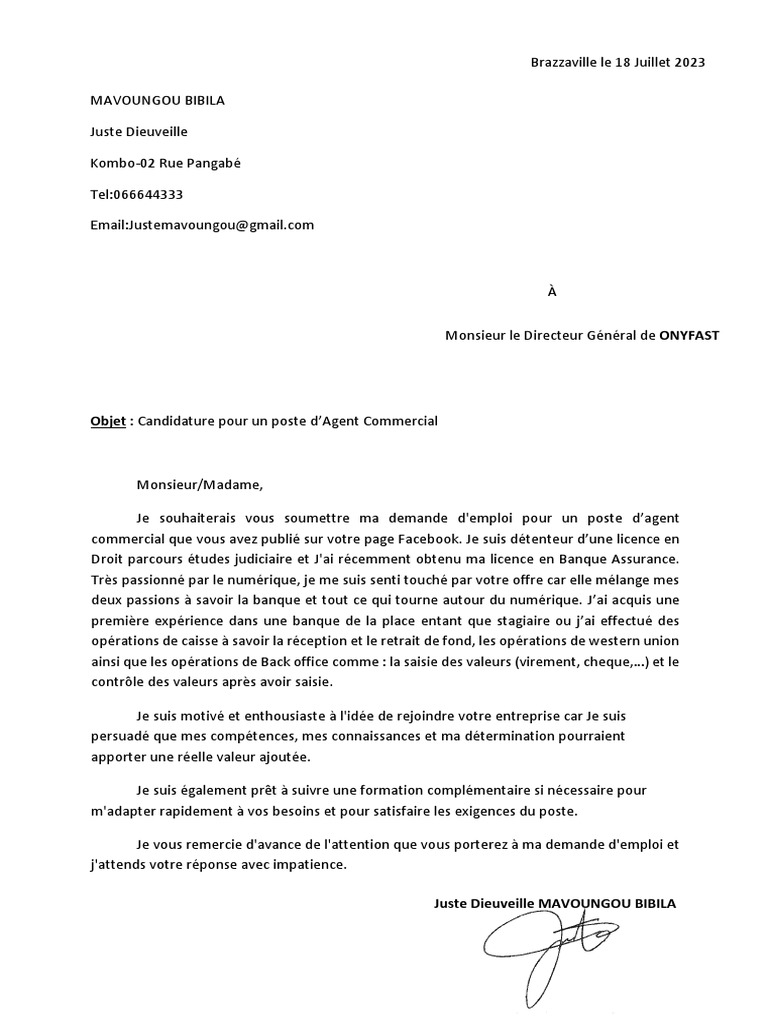 Lettre de Motiv Onyfast | PDF