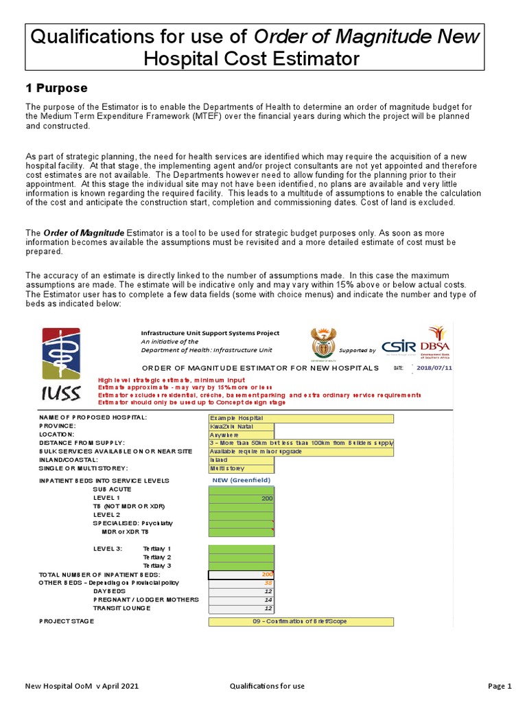 Hospital Cost Estimator Guidelines | PDF | Inflation | Exchange Rate