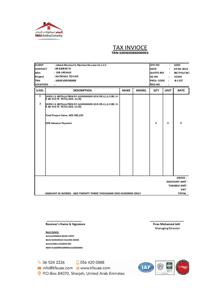 Sale Tax Invoice Excell Farmate | PDF | Invoice | Money