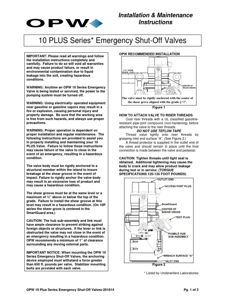 Manual de Válvulas de Corte Rápido Shutt-Off | PDF