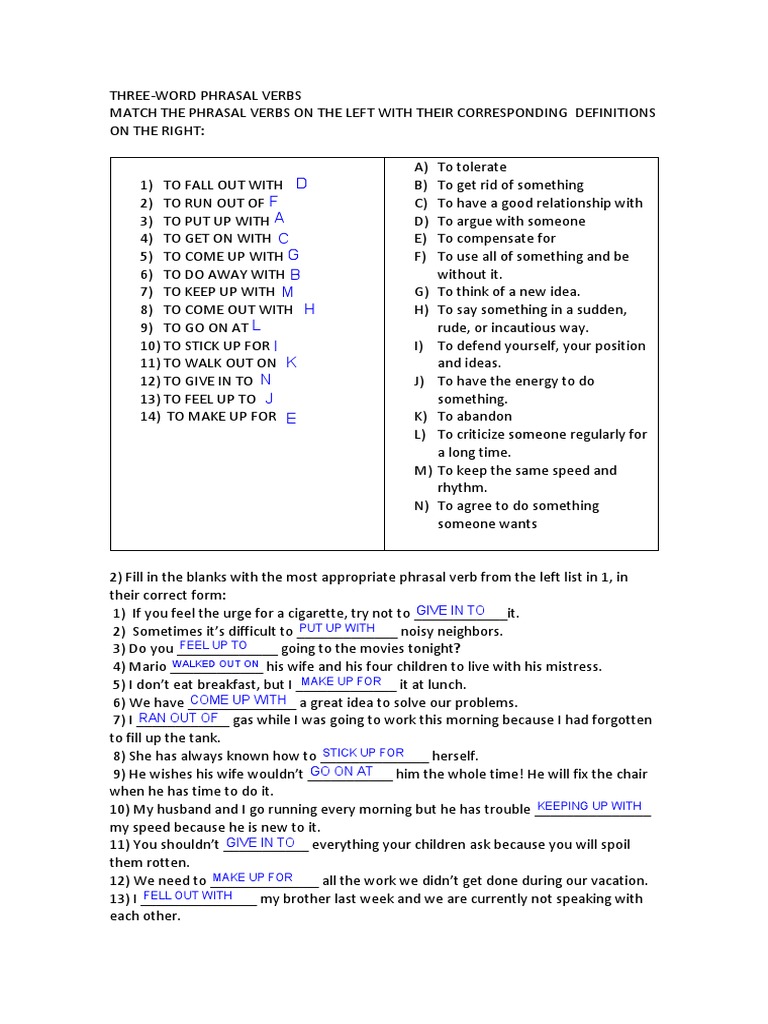 Phrasal Verbs Practice Guide | PDF