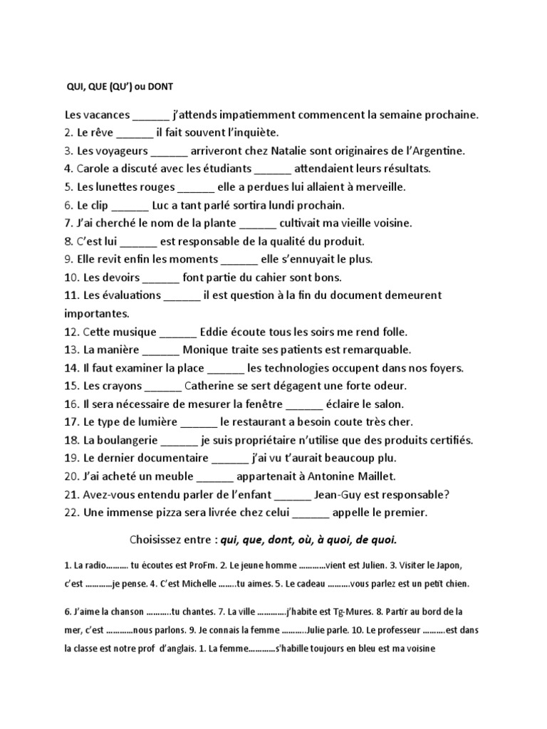 Pronoms Relatifs | PDF