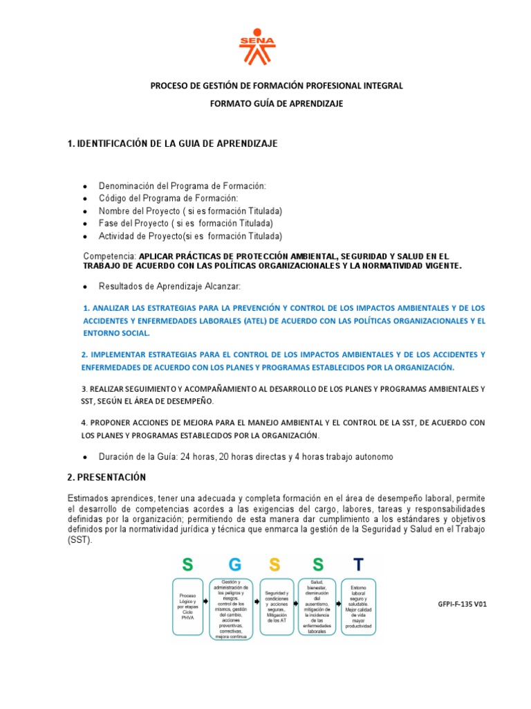 GFPI-F-135 - Guia - de - Aprendizaje Aplicar Practicas de Protección Ambiental y SST - Salud y ...