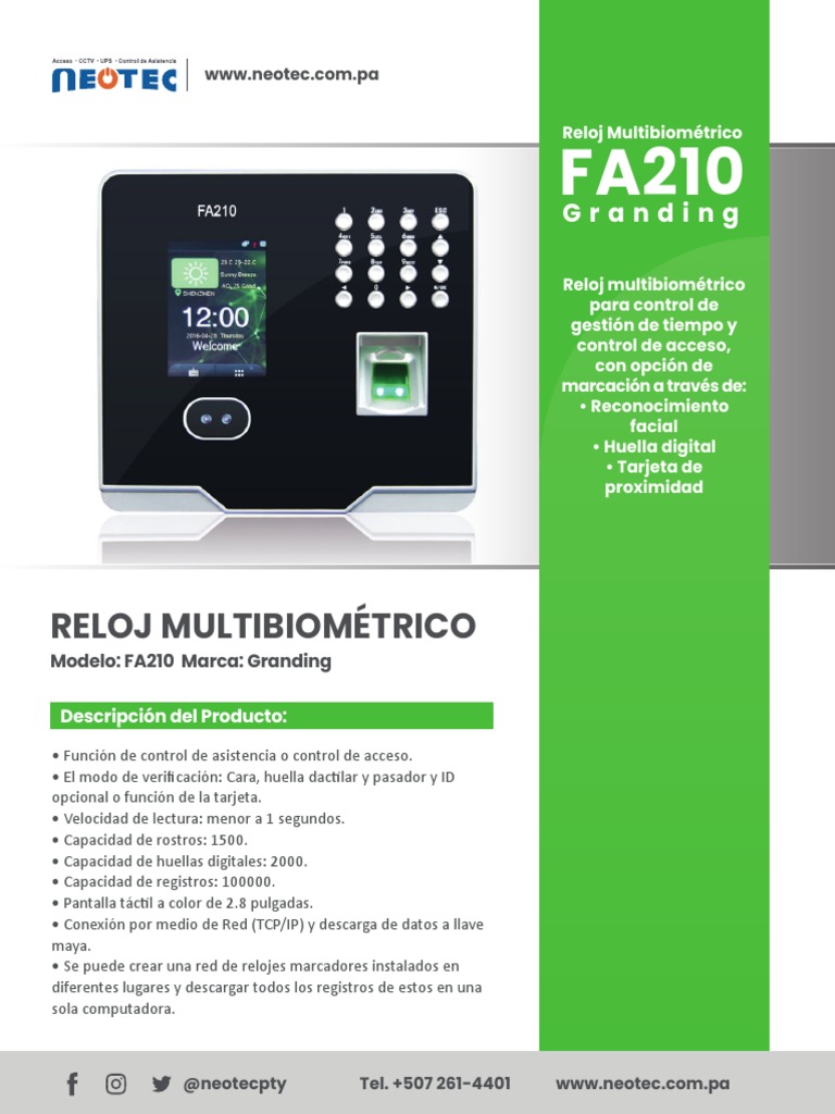 Reloj Multibiometrico Fa210 | PDF | Informática | Electrónica