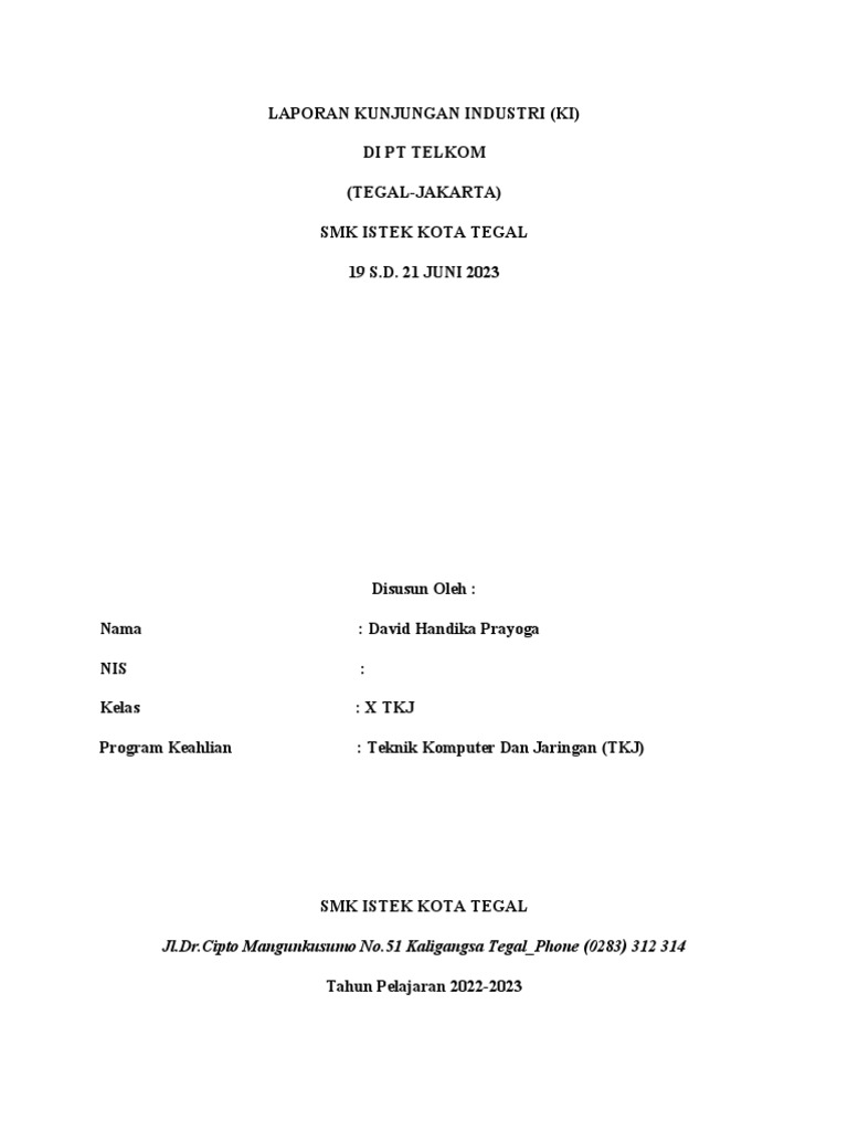 DAVID X TKJ Laporan Kunjungan Industri | PDF | Bisnis
