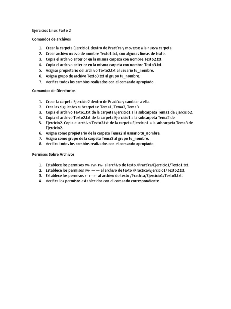 Ejercicios Prácticos de Comandos Linux | PDF | Informática