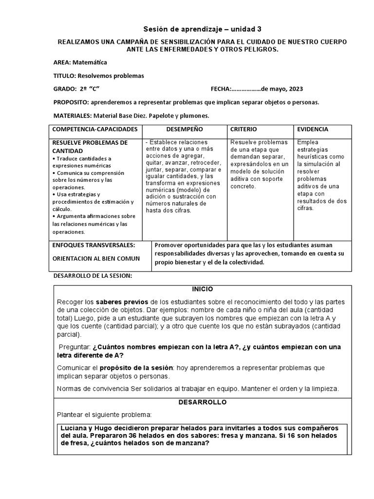 RESOLVEMOS PROBLEMA - Separar Cantidades | PDF | Método científico ...