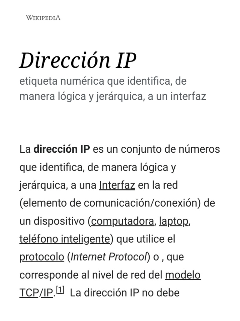 Dirección IP - Wikipedia, La Enciclopedia Libre | PDF | Dirección IP ...