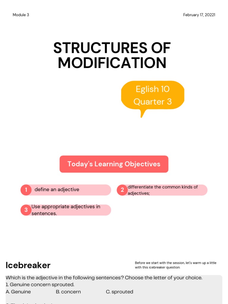 Structures of Modification | PDF | Adjective | Noun