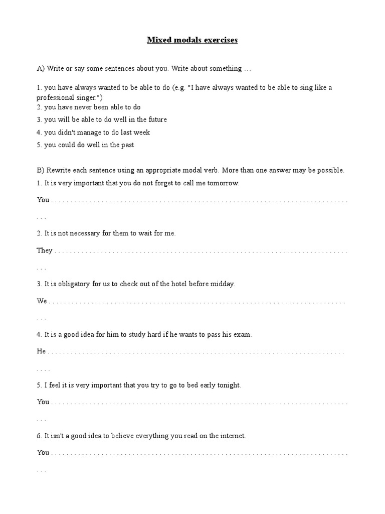 Mixed Modals Ex 001 | PDF