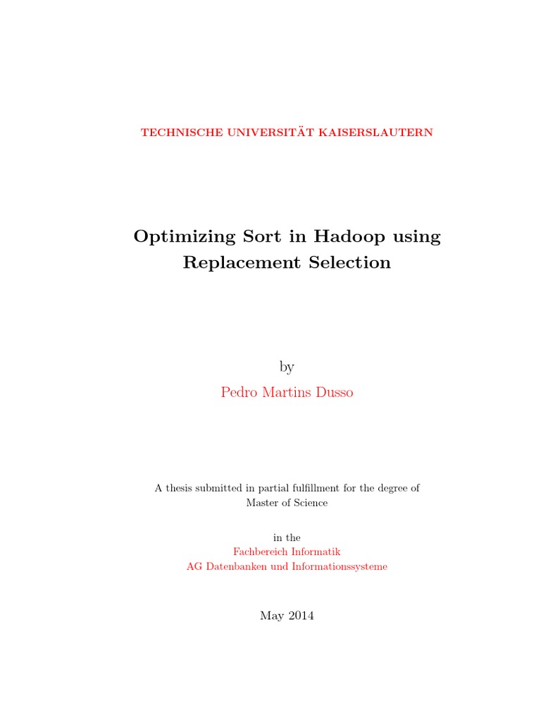 Optimizing Sort In Hadoop Using Replacement Selection Pdf Apache Hadoop Computer Data Storage
