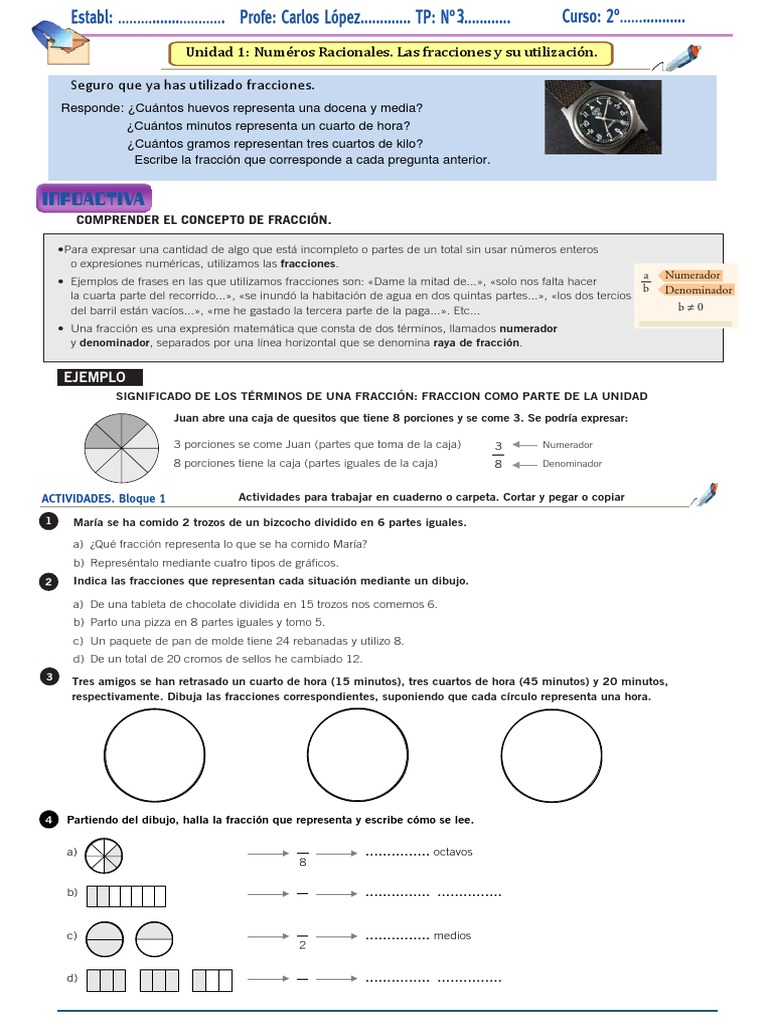 TP #3 Números Racionales. Fraccion | PDF | Matemáticas | Matemática ...