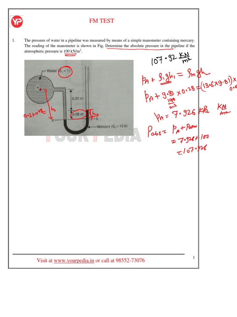 Manometer Qs Lec 3 | PDF