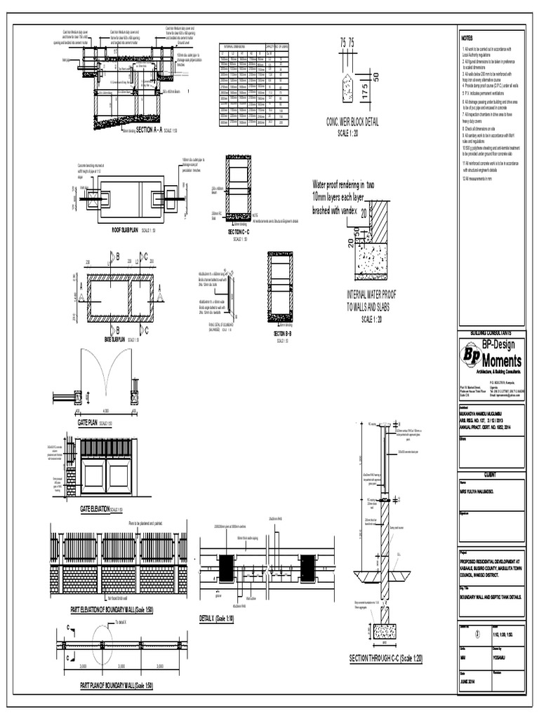 Boundary Wall and Septic Tank Plans | PDF | Building | Building Engineering