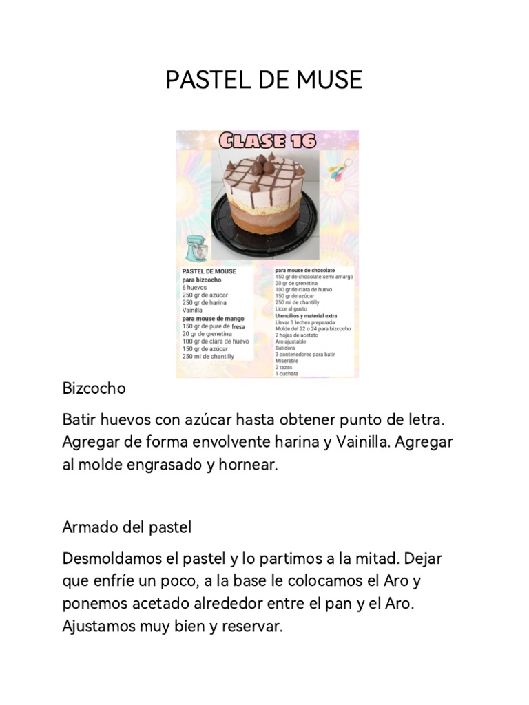 Pastel de Muse: Receta Paso a Paso | PDF