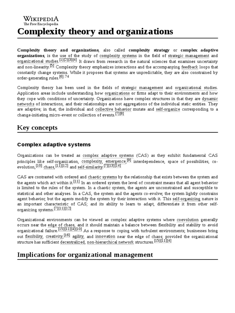 Complexity Theory and Organizations | PDF | Applied Mathematics | Computing