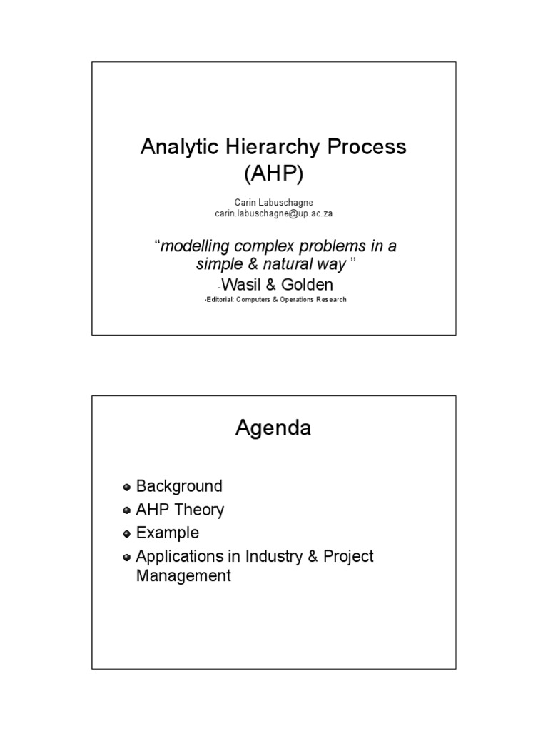 AHP PPT | PDF | Matrix (Mathematics) | Applied Mathematics